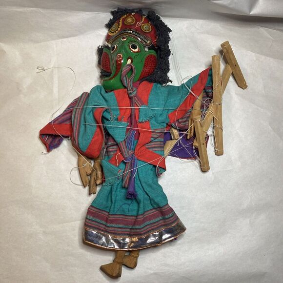 Art | Unique 2 Sided 2 Faced Marionette Puppet Nepal Vintage Oddities ...